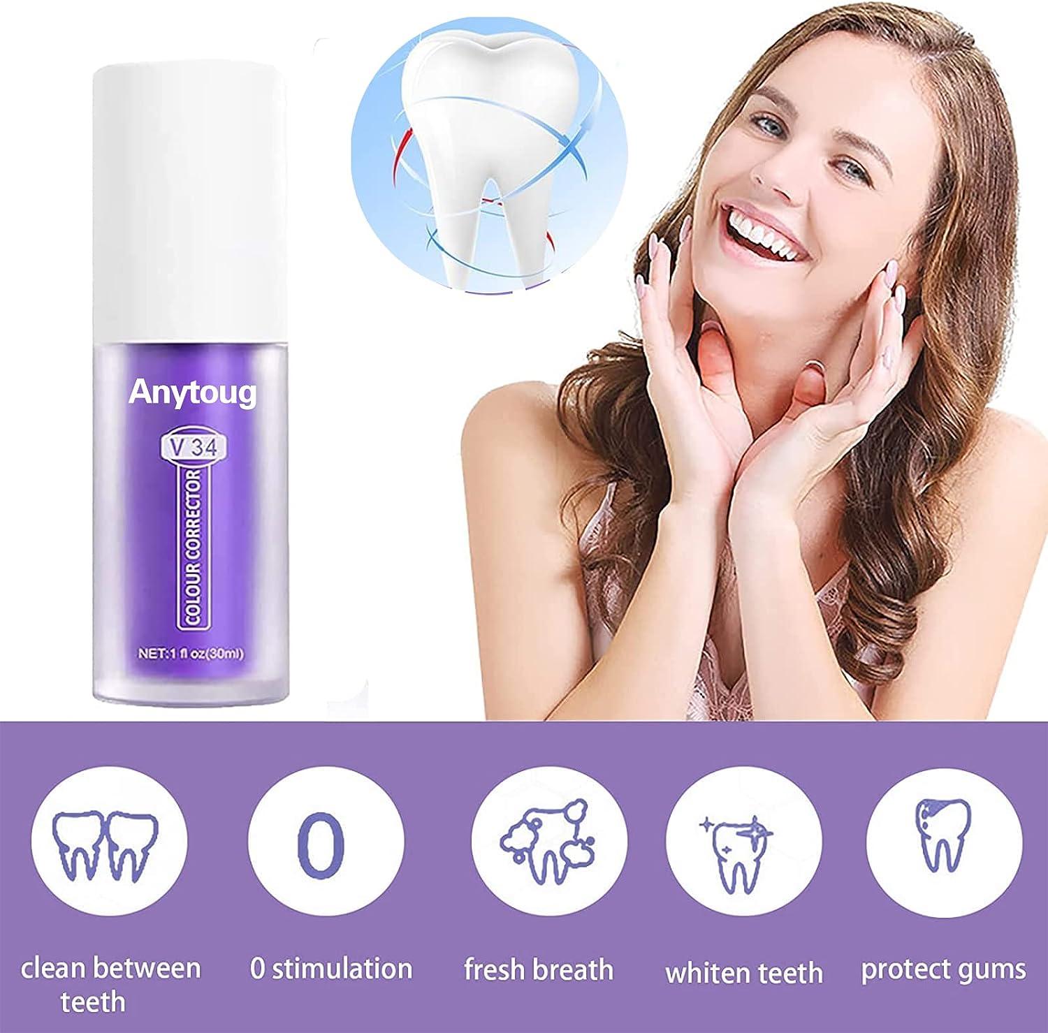 V34 Whitening Toothpaste - Colour Corrector for Brighter Teeth, Stain ...