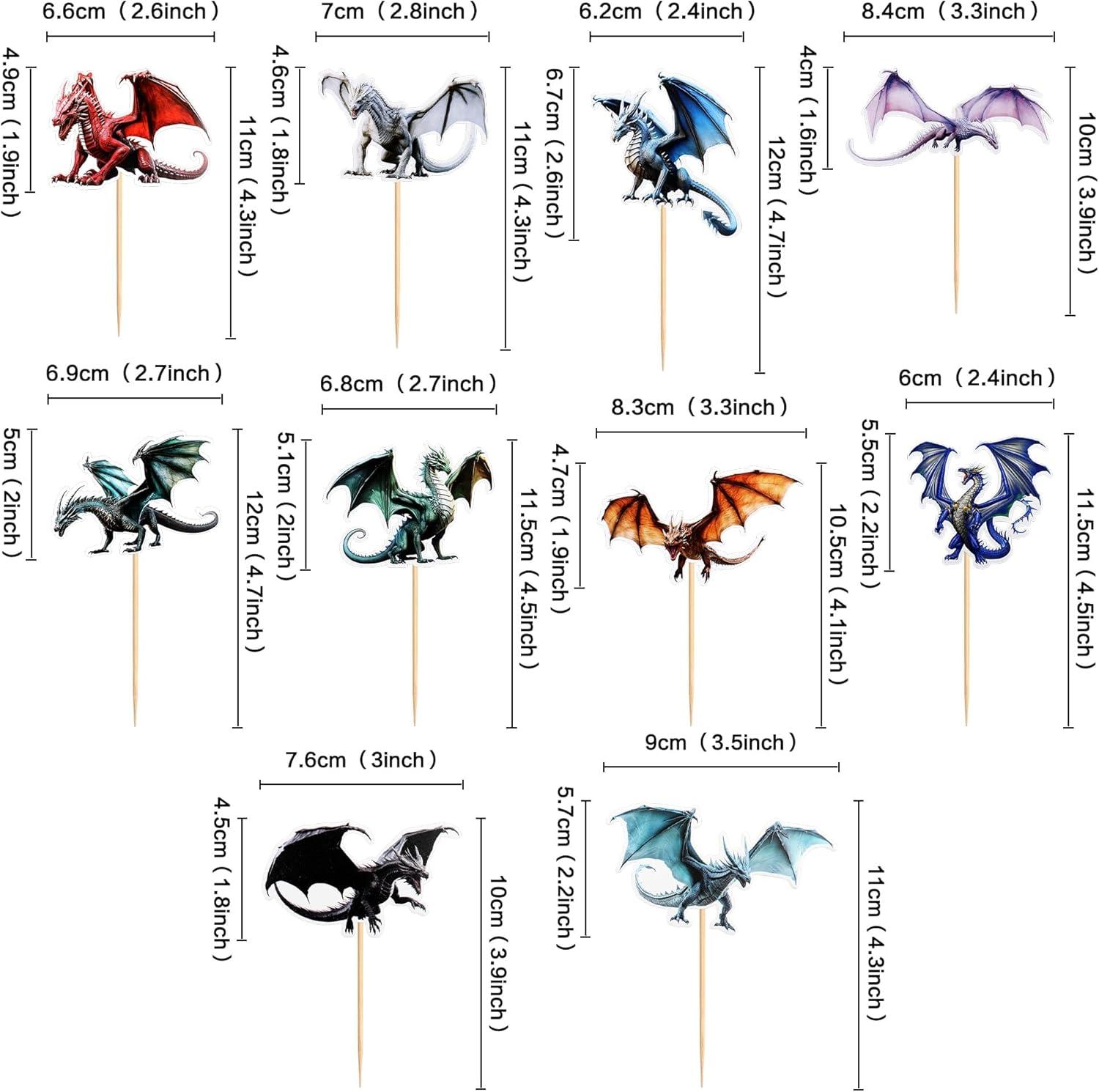 30-Piece Dragon Theme Cupcake Toppers - Mythical Cake Decorations for ...