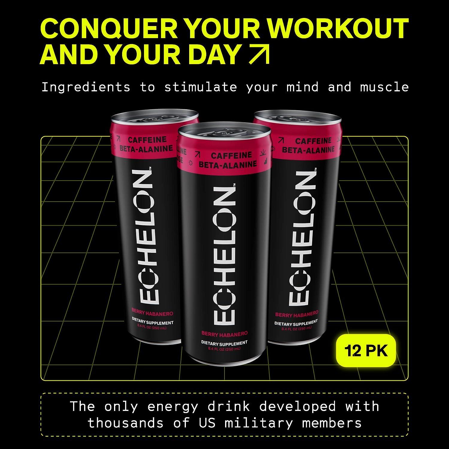 Echelon Pre-Workout Energy Drink 12-Pack - Berry Habanero - Peak Performance Supplement with ...