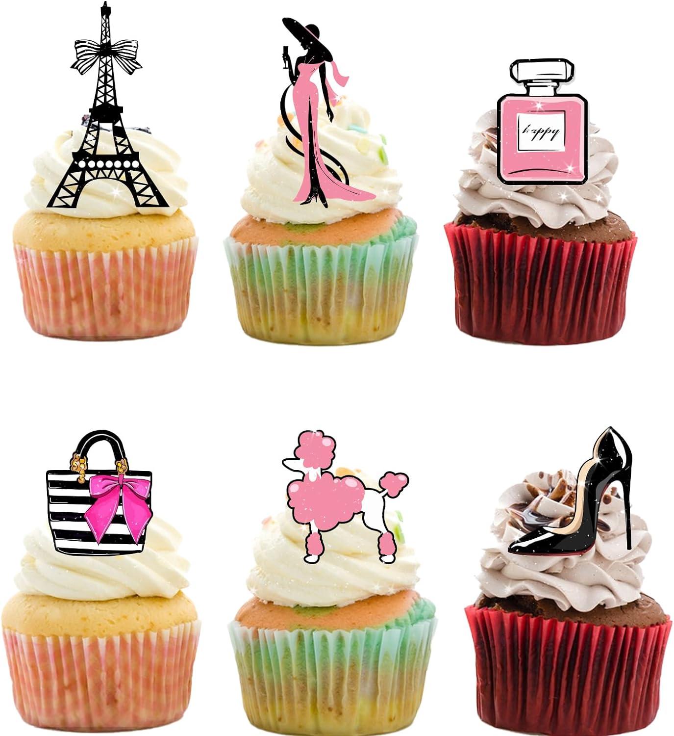 18pcs Paris Cupcake Toppers for Girl Lady Women Paris Party Supplies ...