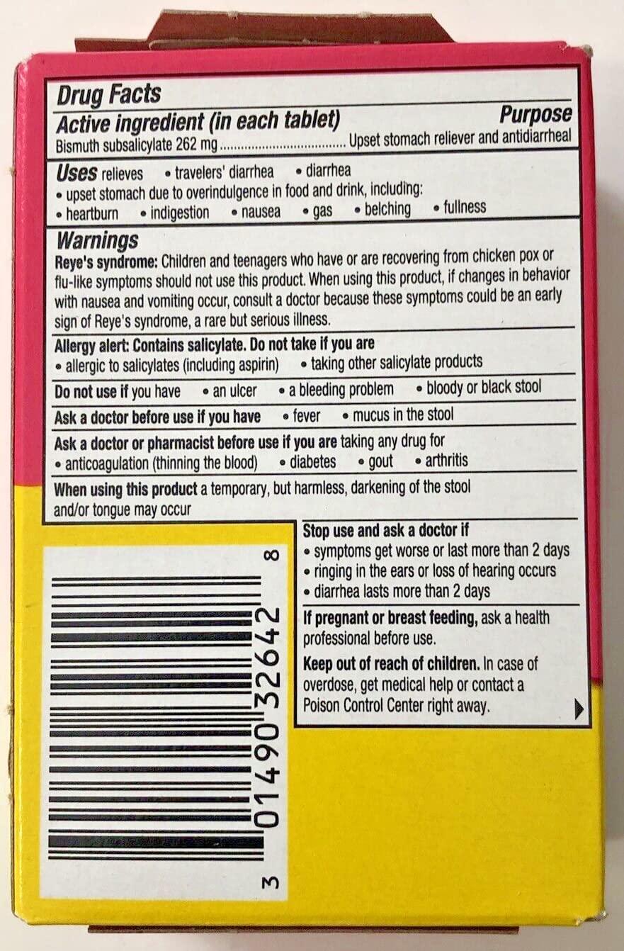 Pepto-Bismol Tablets 48ct - Fast Relief for Upset Stomach & Diarrhea ...