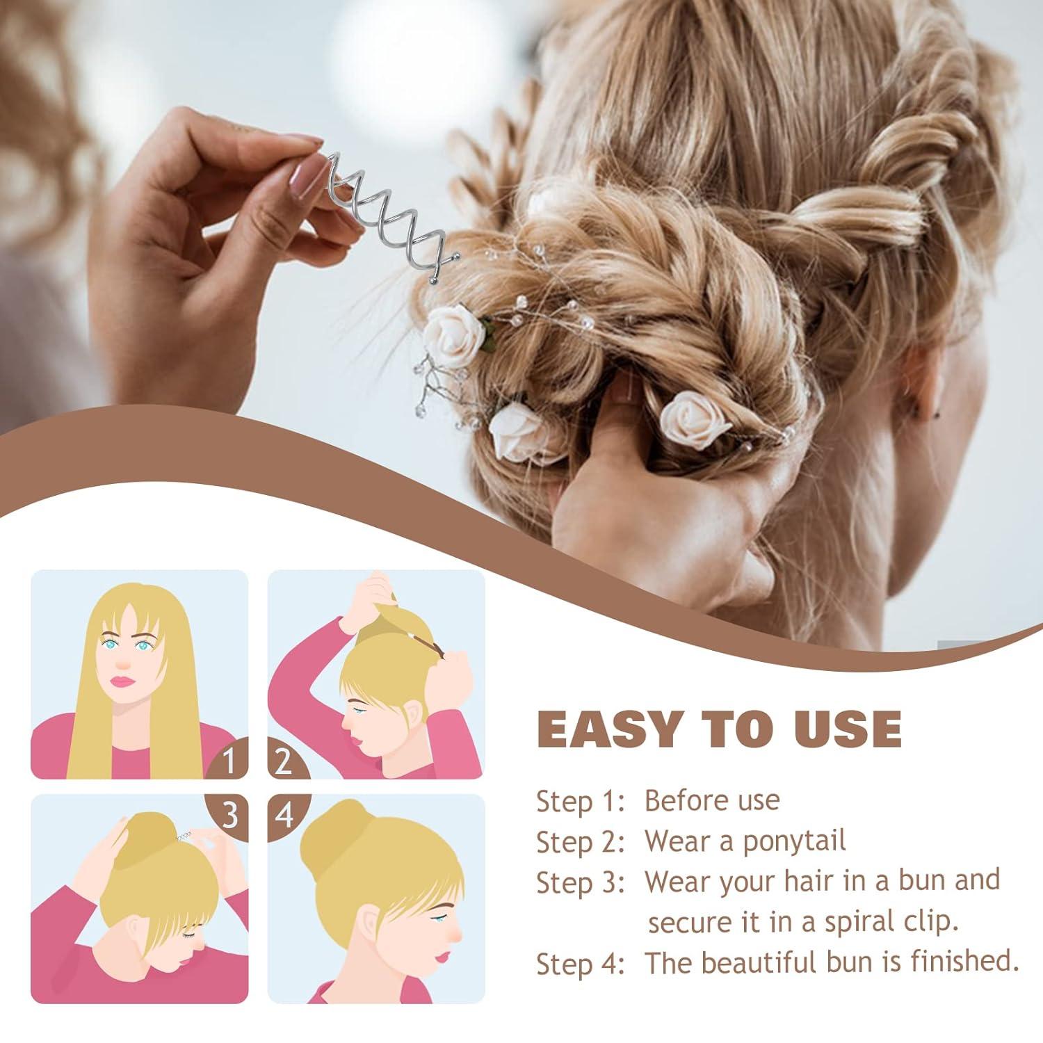 TUUXI 20pcs 2 Inch Spiral Bobby Pins - Silver Metal Fast Bun Hair ...