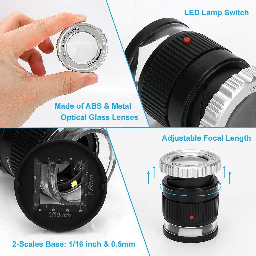 Intsun 30X Jewelers Loupe Magnifier with 6 LED Light Interchangeable ...