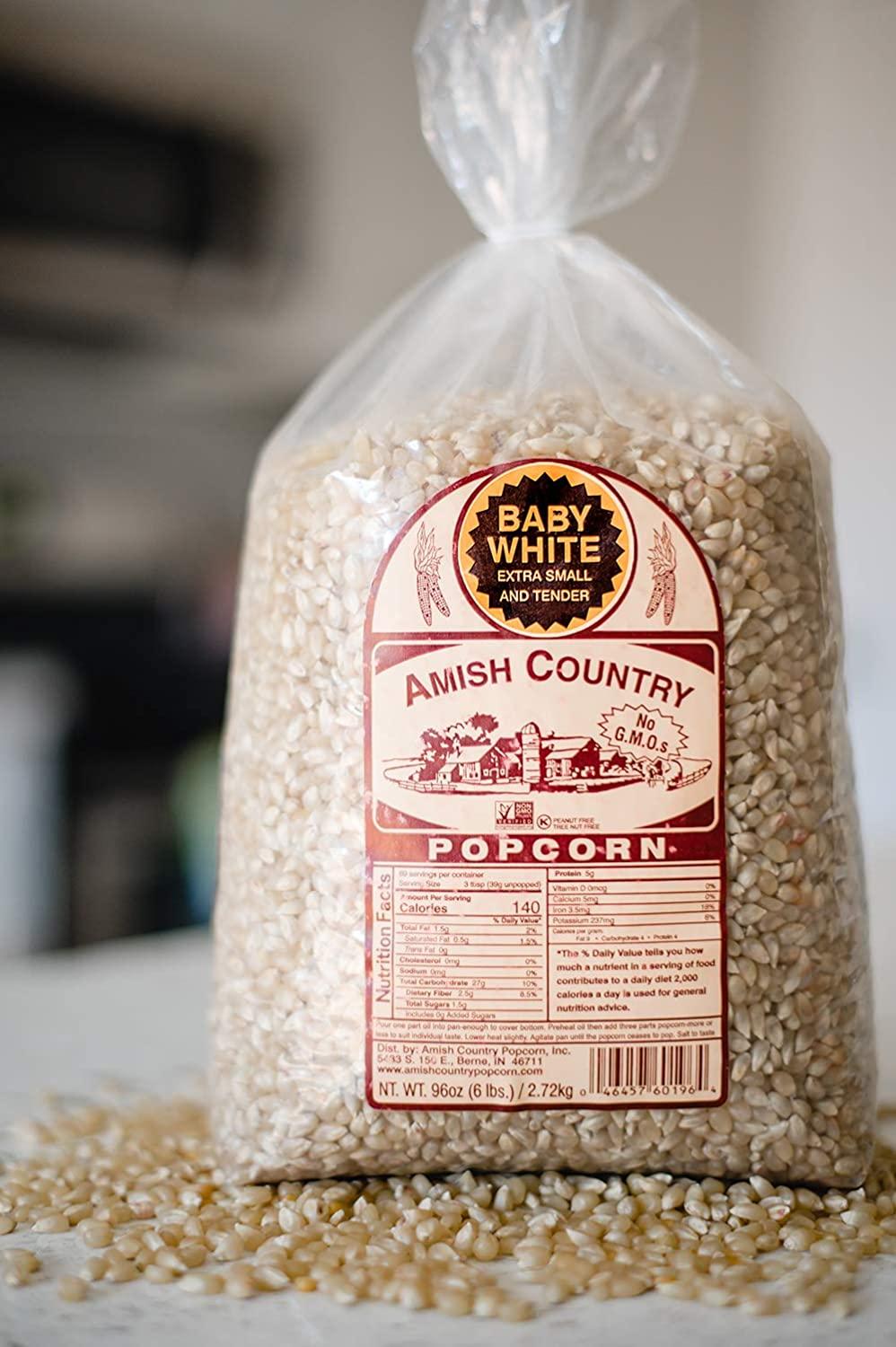 Amish Country Baby White Popcorn Kernels - Small, Tender, Non-GMO ...