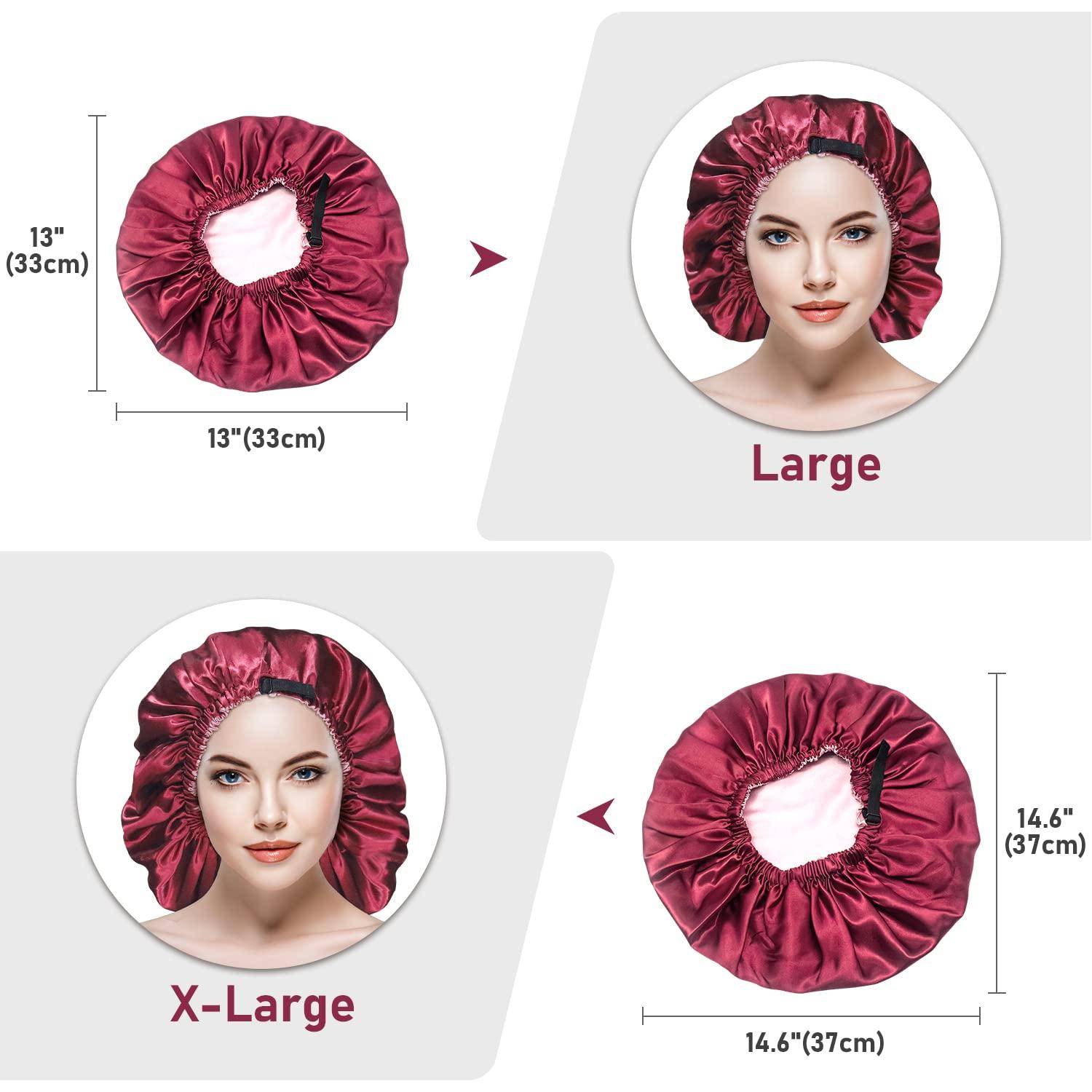 Winered & Champagne X-Large Silk Bonnet 2 Pack for Curly Hair ...