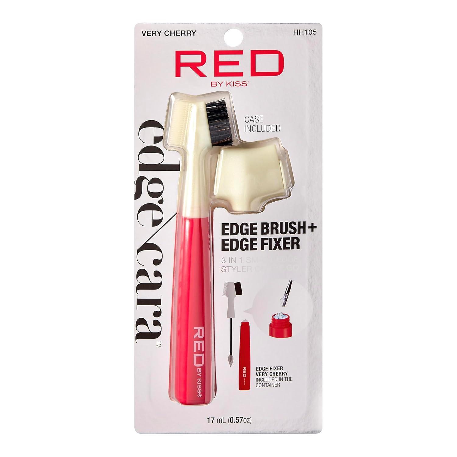 Red by Kiss Hair Brush & Edge Fixer Gel 3-in-1 Boar Bristle Baby Hair ...