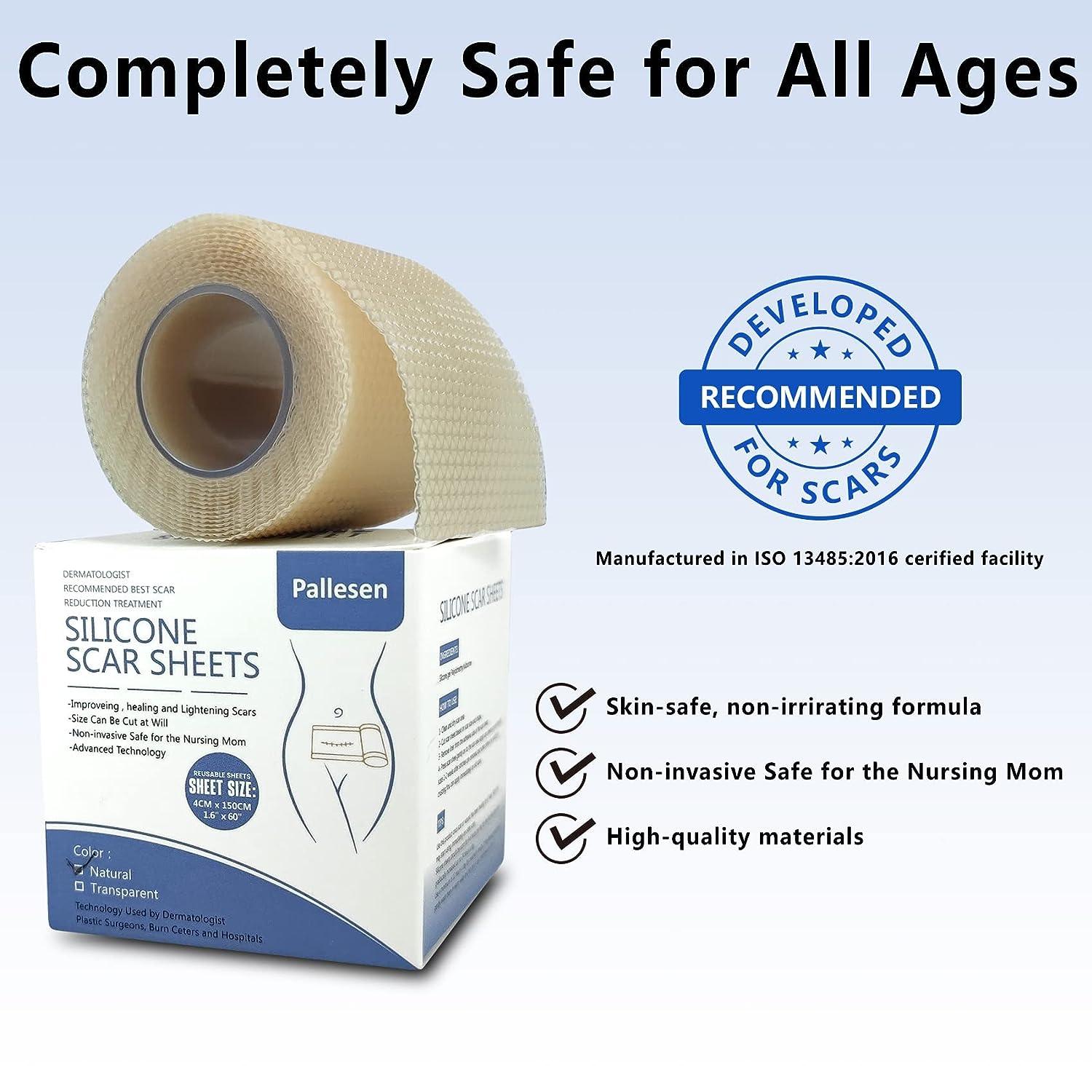 Pallesen Silicone Scar Sheets Roll 1.6x60 inch - Reusable Silicone Tape ...