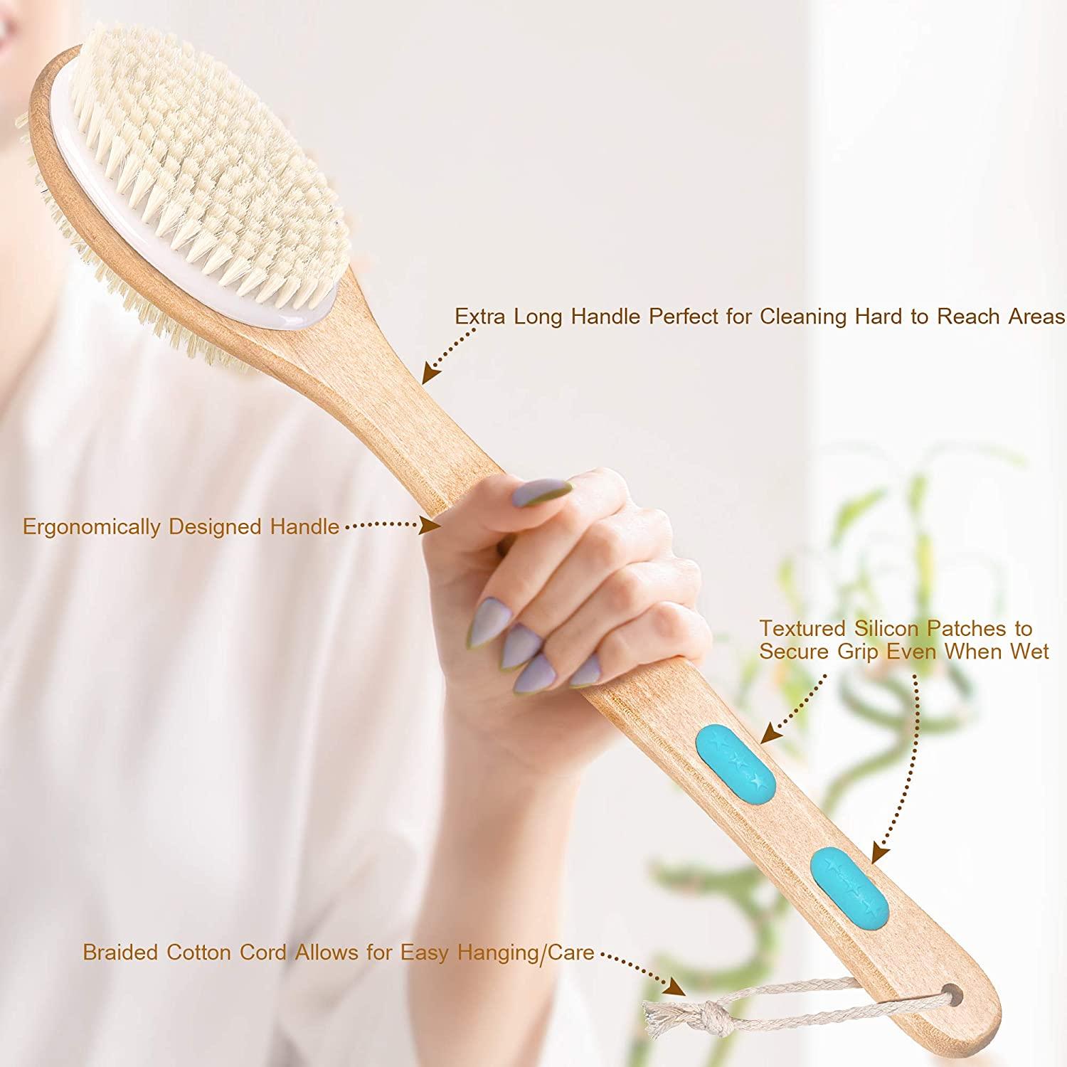 Back Brush Long Handle For Shower - Soft And Firm Double Sided ...