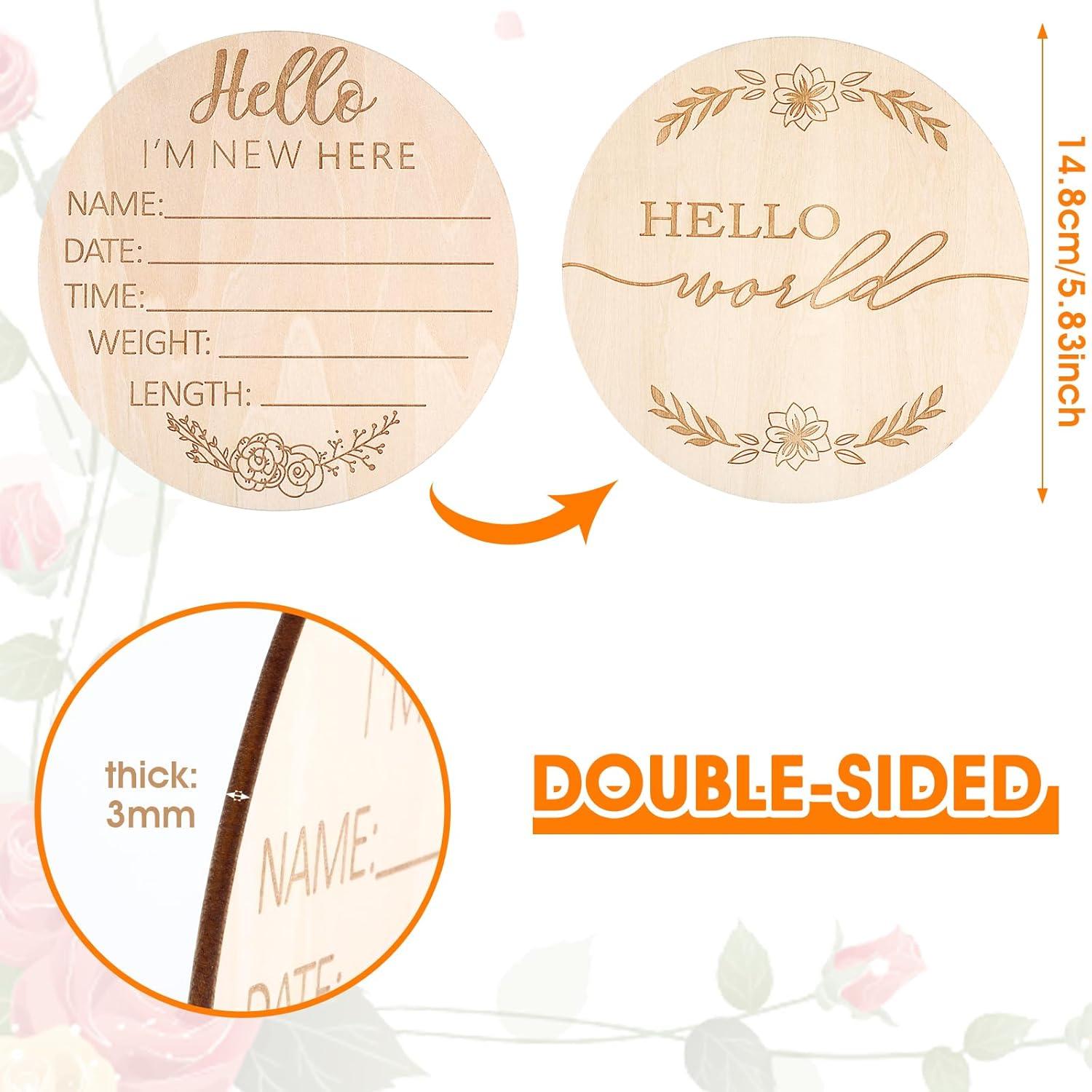 Ouligay Milestone Cards for Babies | Wooden Birth Announcement & Hello ...