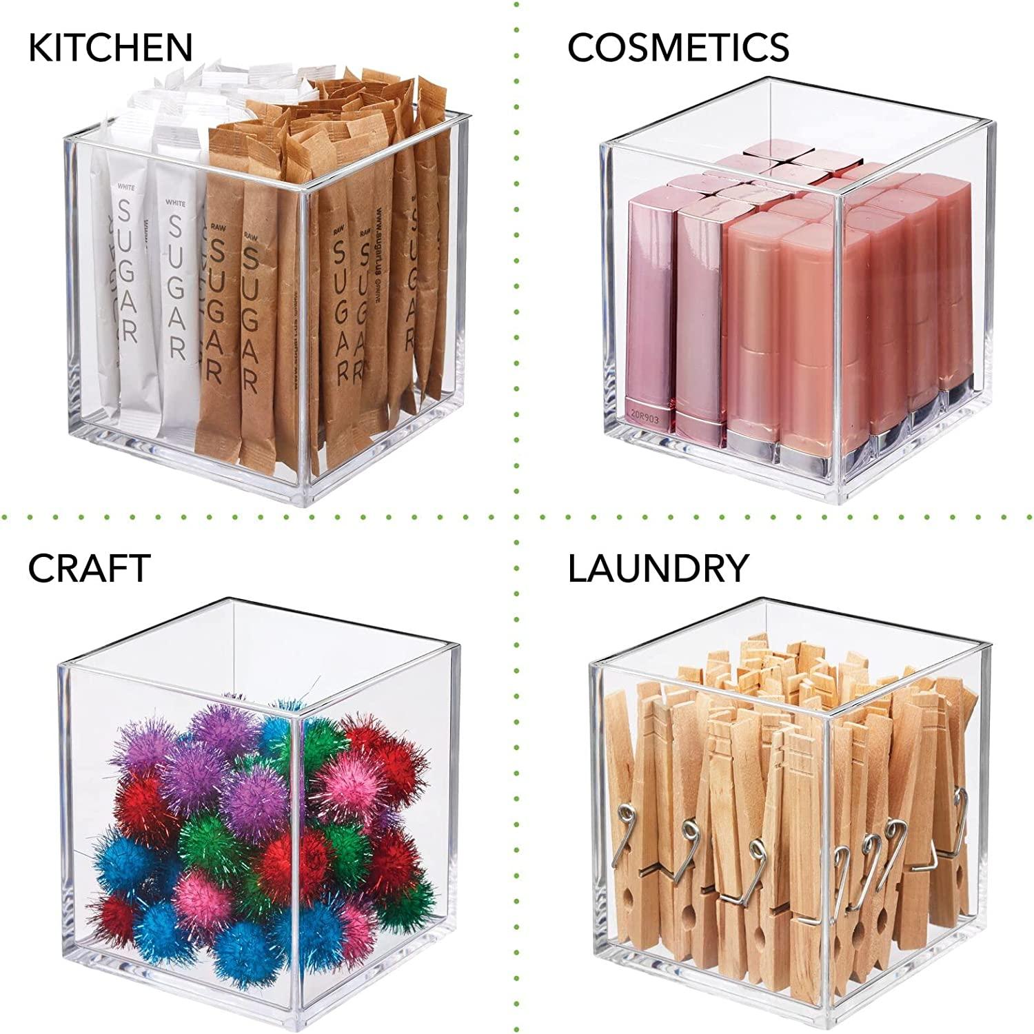 mDesign Prism Collection Cosmetic Organizer - 3 Pack, Clear/Chrome ...