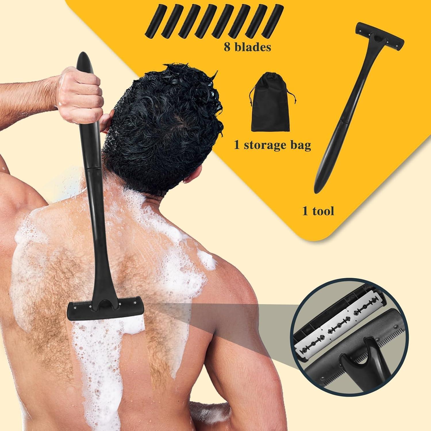 Back Razor for Men - Ergonomic 8-Blade Body Razor Foldable Design for ...