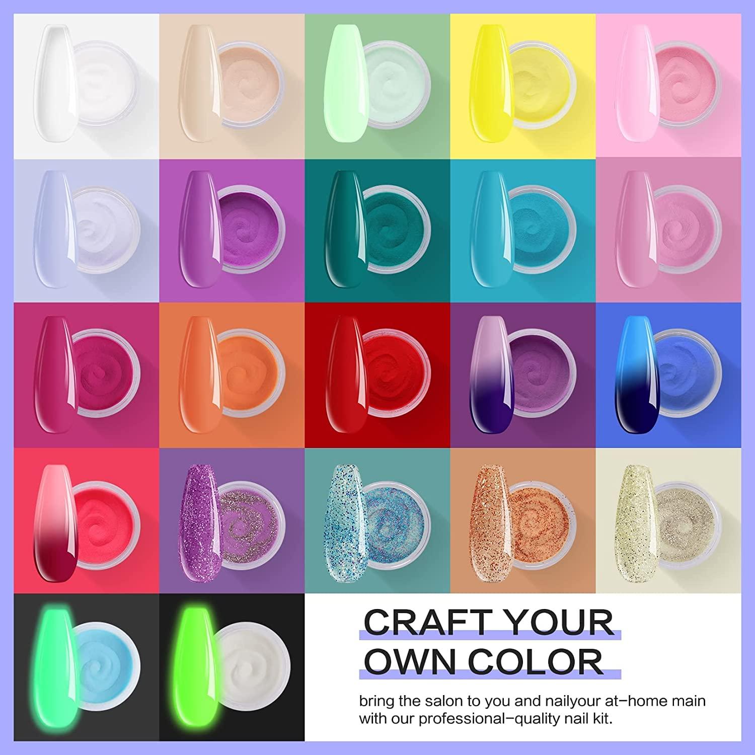 Morovan 30Pcs Dip Powder Nail Kit - 22 Colors Starter Set with Base ...