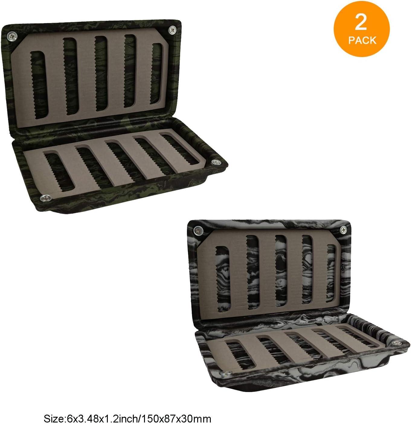 Aventik 2 PC Fly Box Float Tackle Box Slit EVAFoam Fishing Storage 6X3 ...