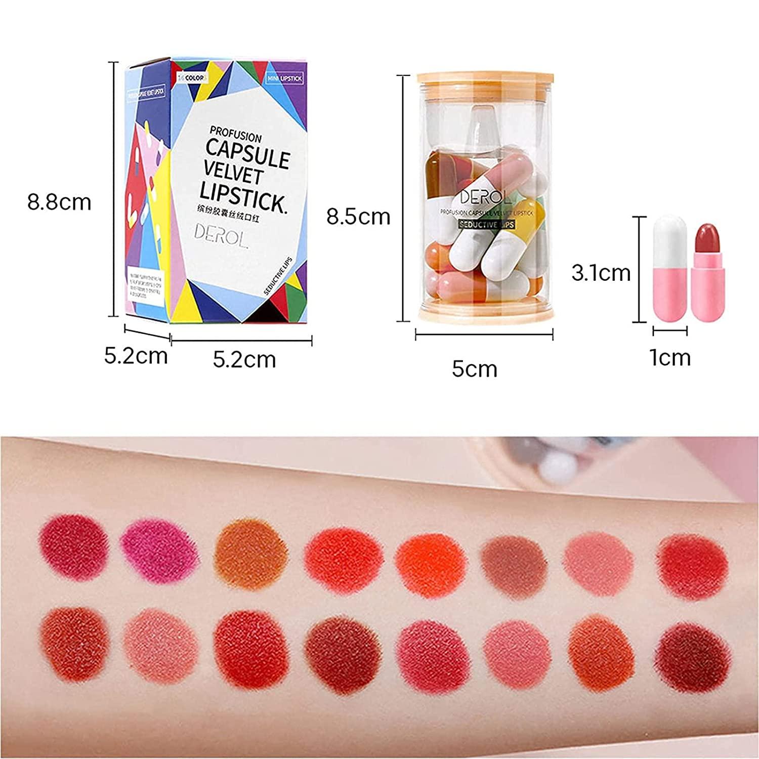 Velvet Matte Lipstick Set - 16 Long-Lasting Waterproof Mini Lipsticks ...