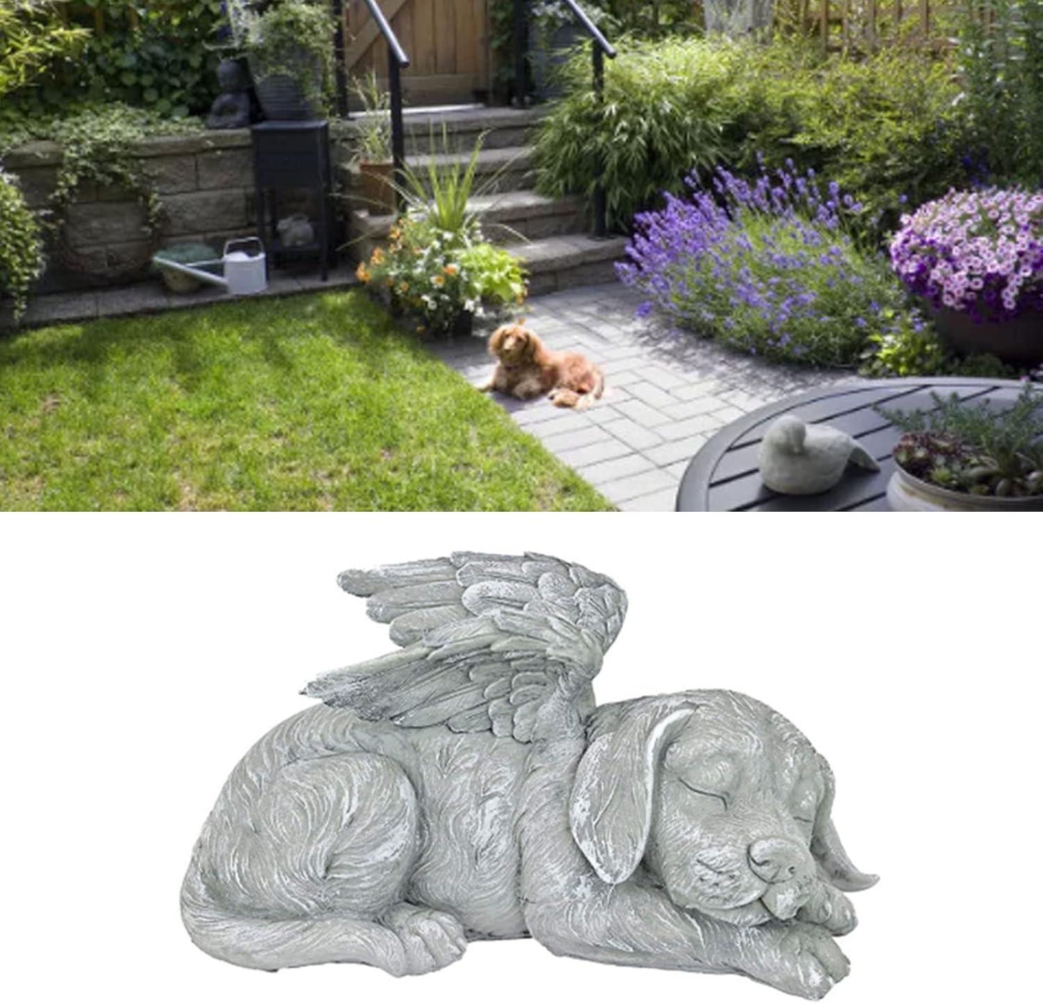Qcwwy Pet Memorial Statue - Angel Pet Grave Marker Tribute | Resin ...