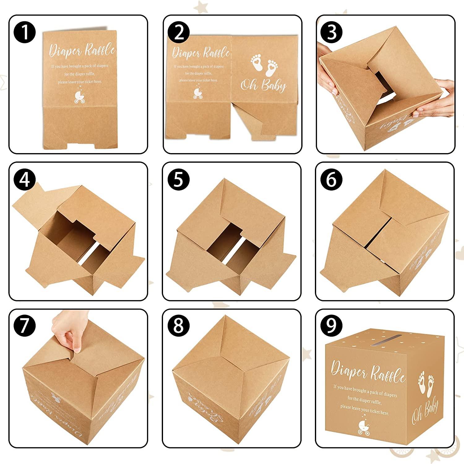 Funrous 50 Pcs Diaper Raffle Tickets with Box for Baby Shower Game ...