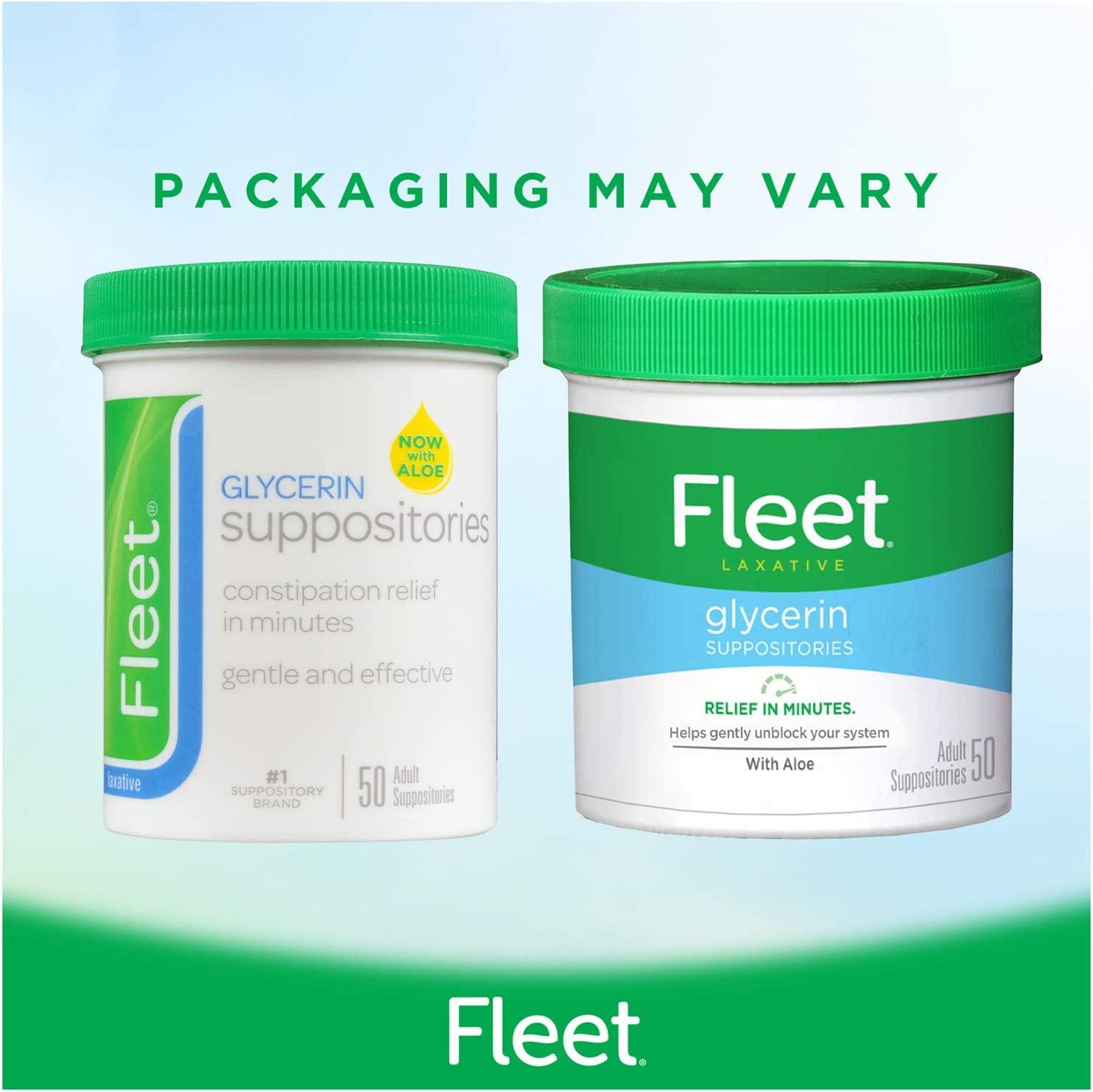 Fleet Adult Laxative Glycerin Suppositories With Aloe Vera 50 Count Jar