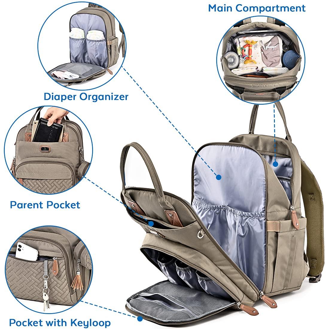 Dikaslon Large Diaper Bag Backpack - Multifunctional Baby Bag with ...