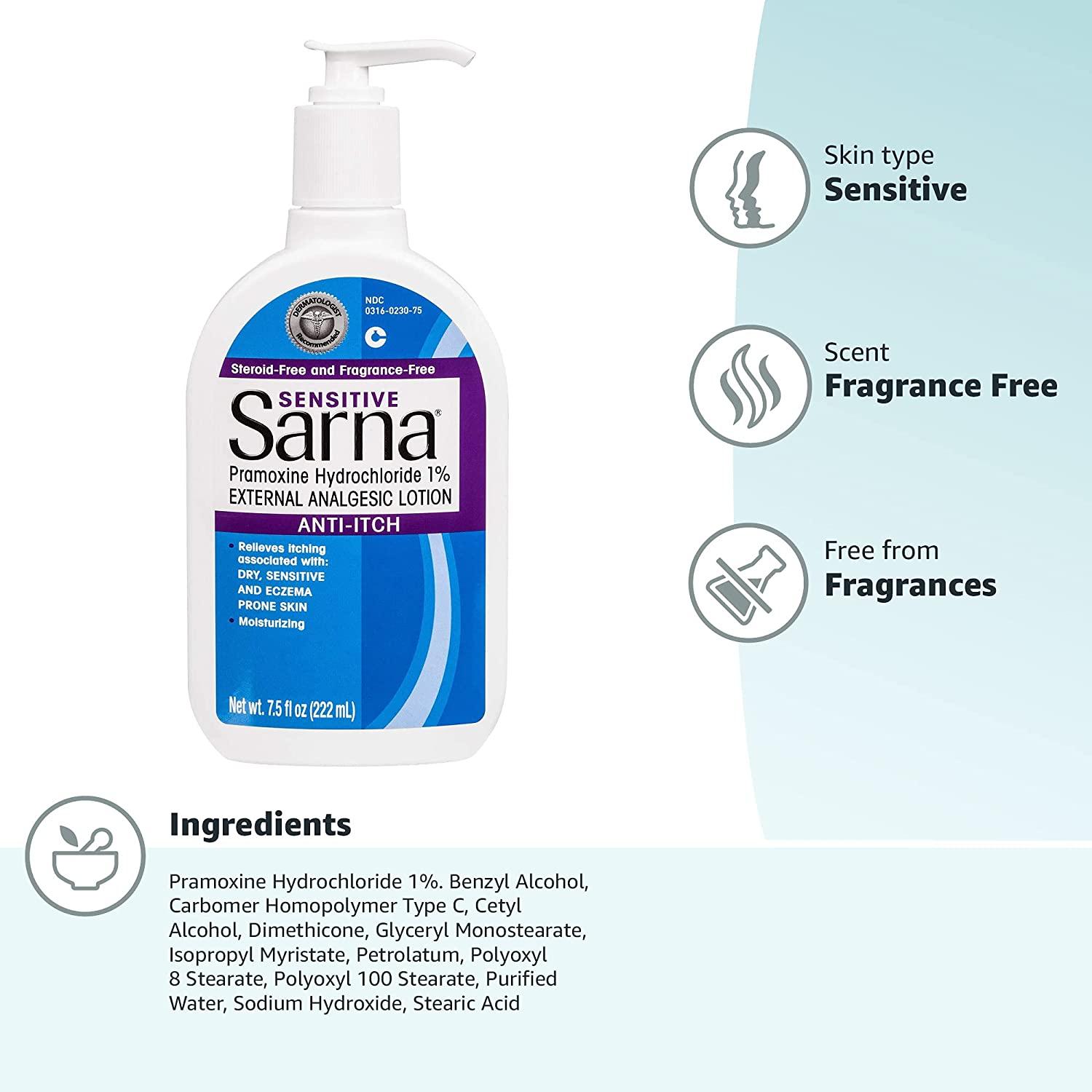 Sarna Sensitive Anti-Itch Lotion 7.5oz - Fragrance-Free, Steroid-Free ...