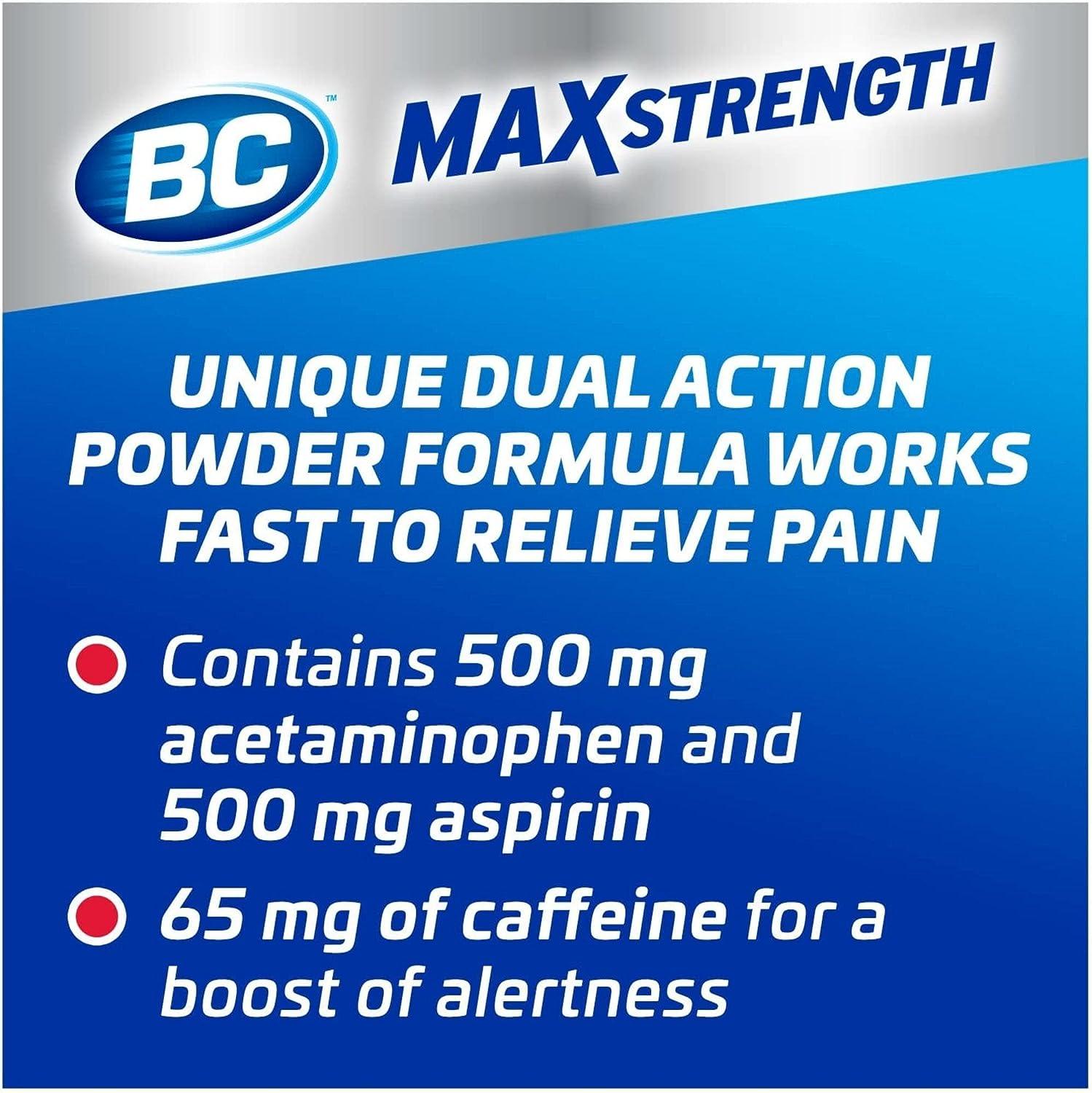 BC Max Strength Fast Pain Relief Powder - Lemonade Flavor, Aspirin ...