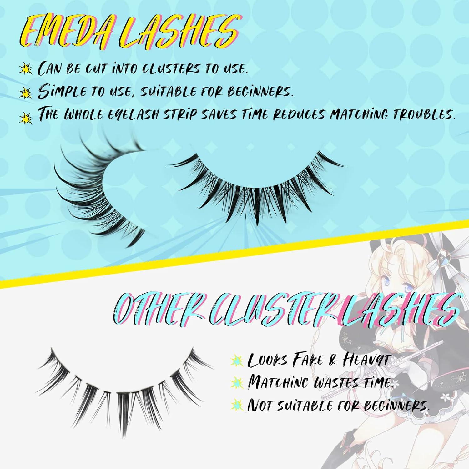 Emeda Manga Eyelashes - 10 Pairs Anime False Lashes for Cosplay ...