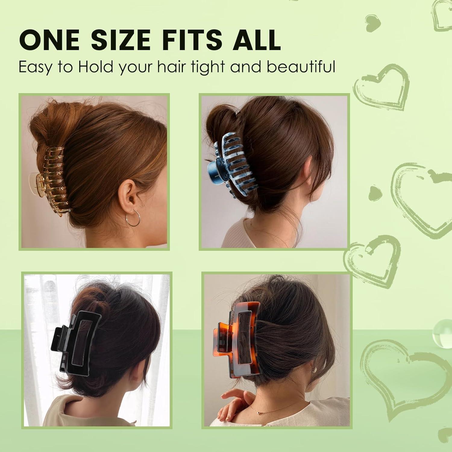 Zou.Rena Big Claw Clips for Thick Hair - 4.3 Inch Slipproof Glossy Hair ...