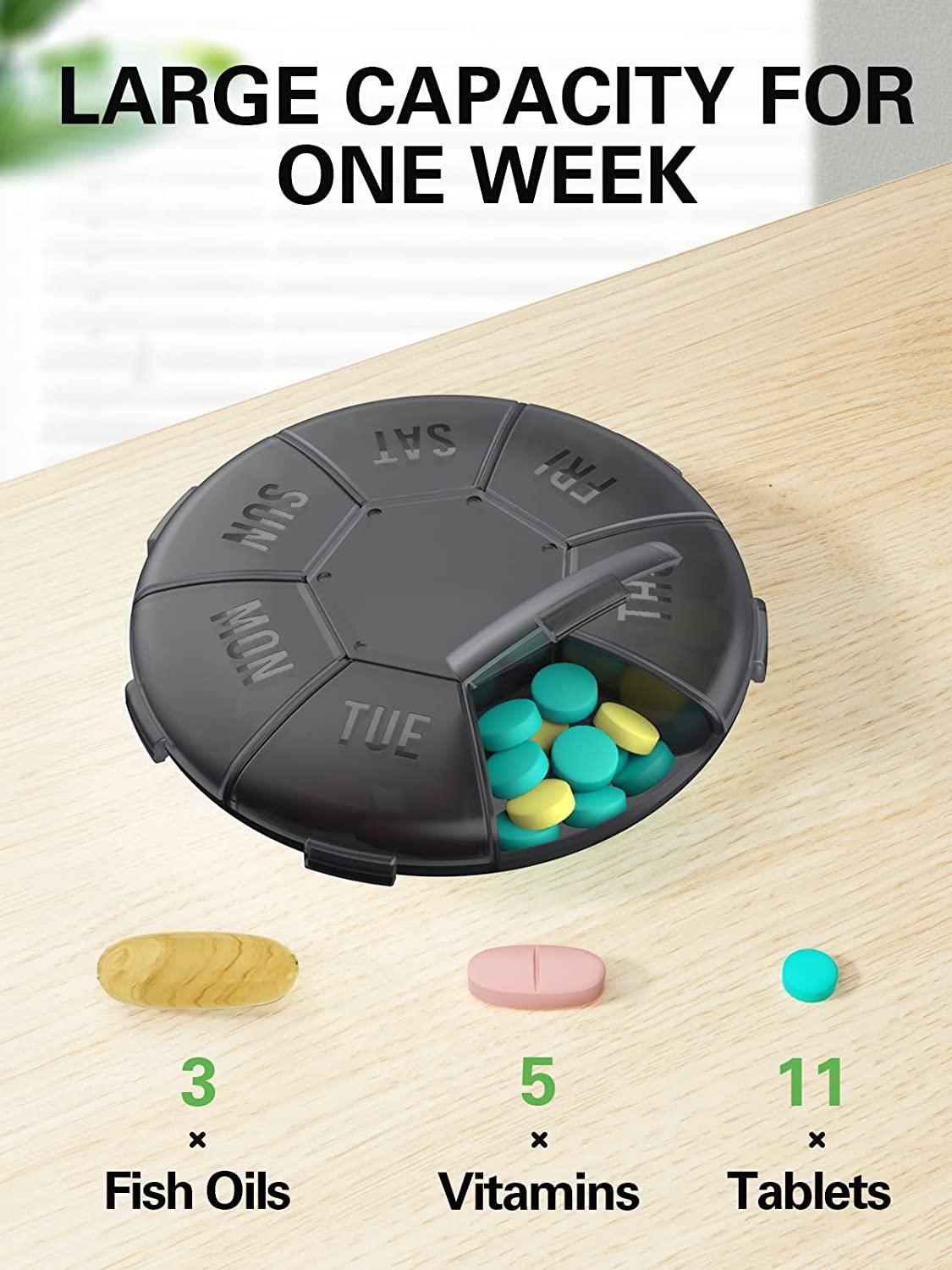 Barhon Small Pill Organizer Weekly (2 Pack) - 7 Day Daily Box Cases for ...