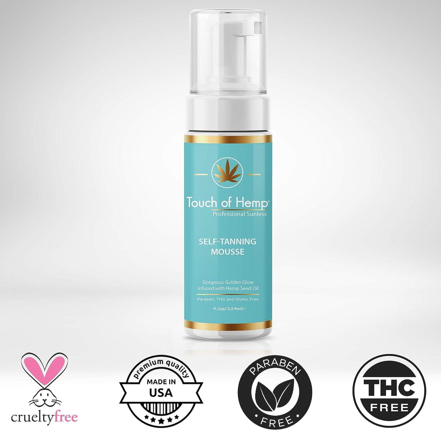 Touch of Hemp Premium Self-Tanning Mousse | Sunless Streak Free Foam ...