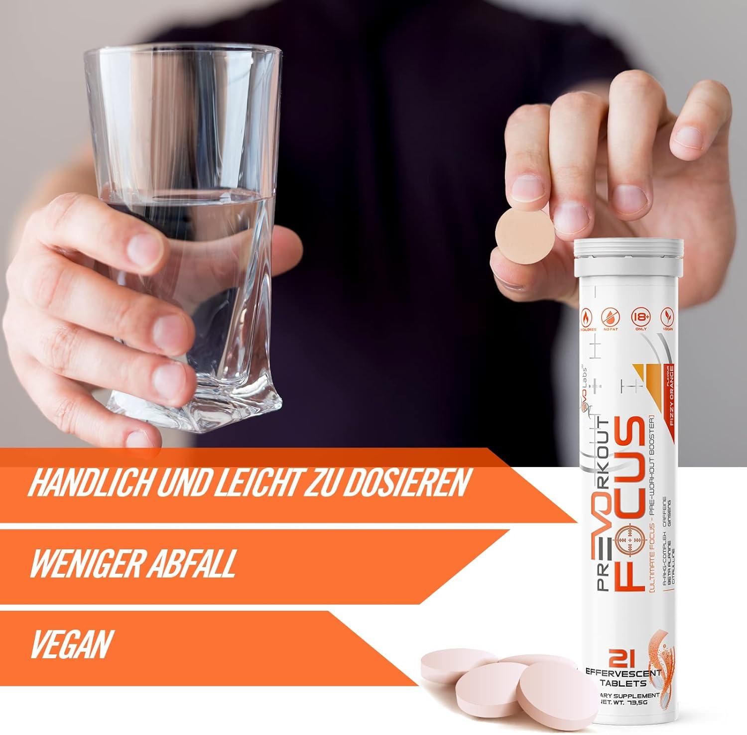 Buy Evolabs Pre-Workout Focus Booster Tablets - Fizzy Orange Flavor ...