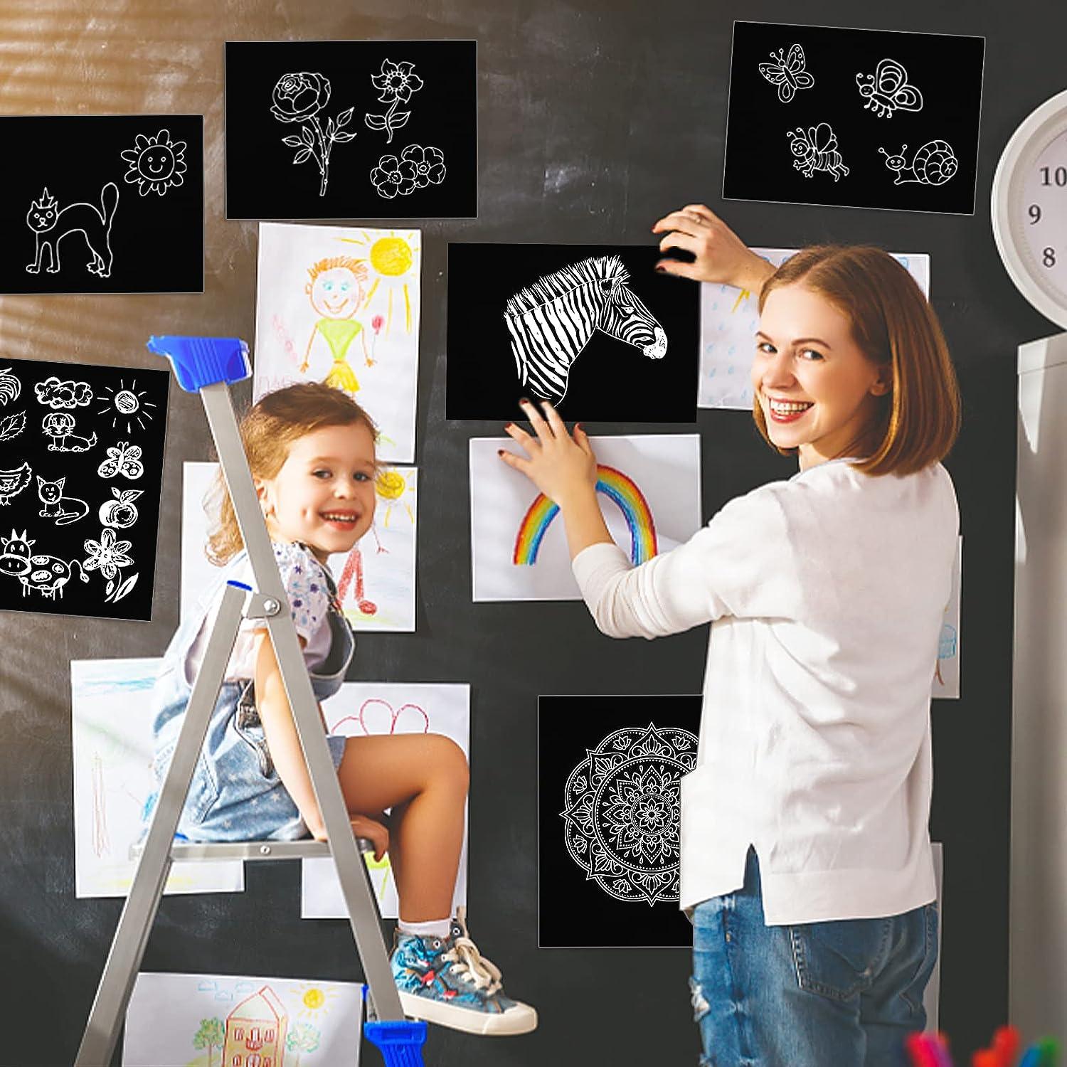 Prasacco Scratch Paper Art Set - DIY Black Scratch Off Paper with ...