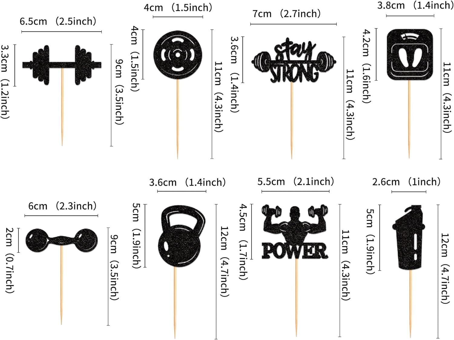 Blumomon 24-Pc Glitter Gym Theme Cupcake Toppers | Weightlifting ...