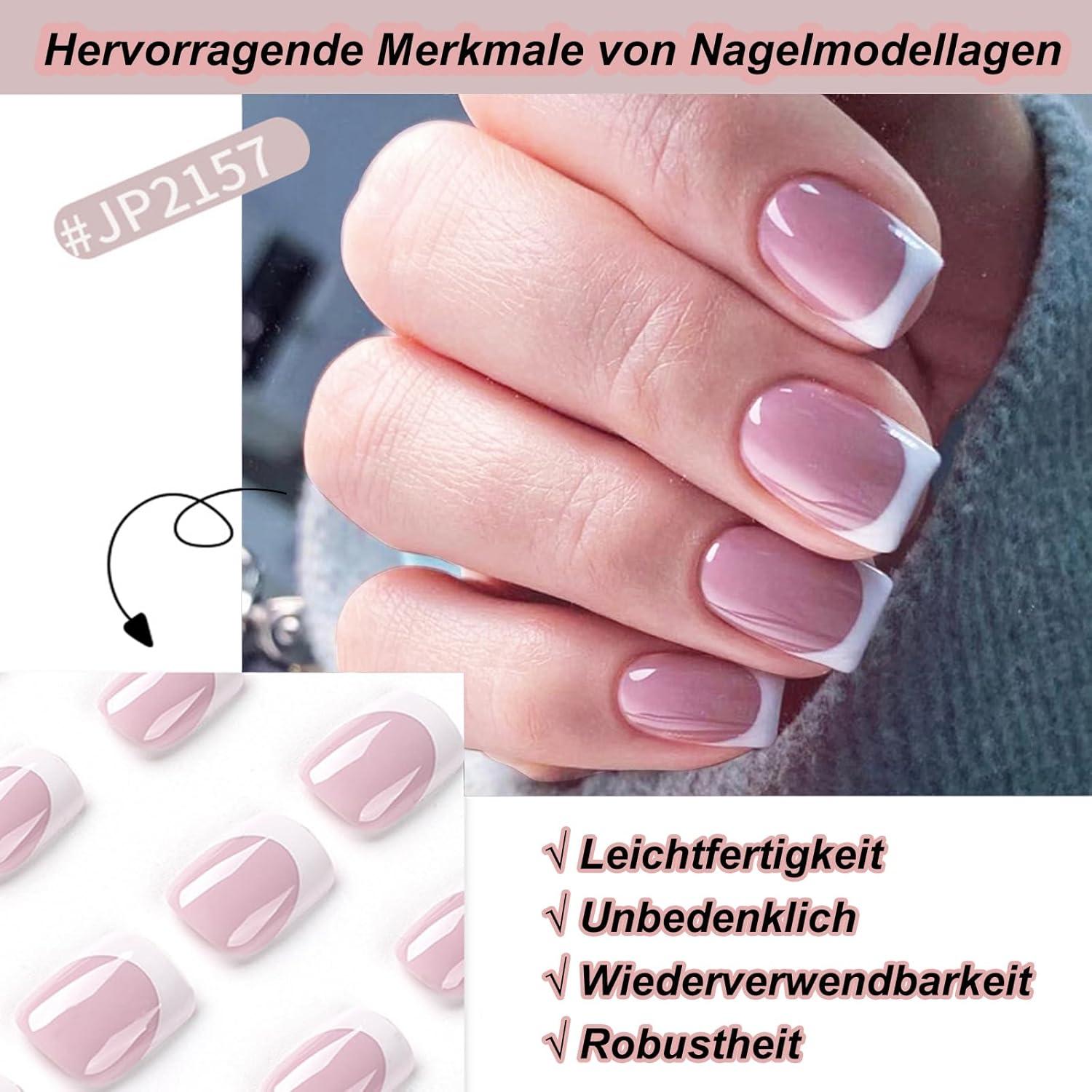 Shop Pink French Press-On Nails - 24 Angular Full Cover Tips for Women ...
