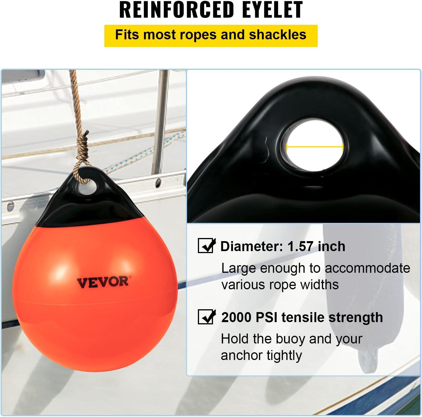 VEVOR 15 Inflatable Boat Buoy Balls - Heavy-Duty Marine-Grade PVC ...