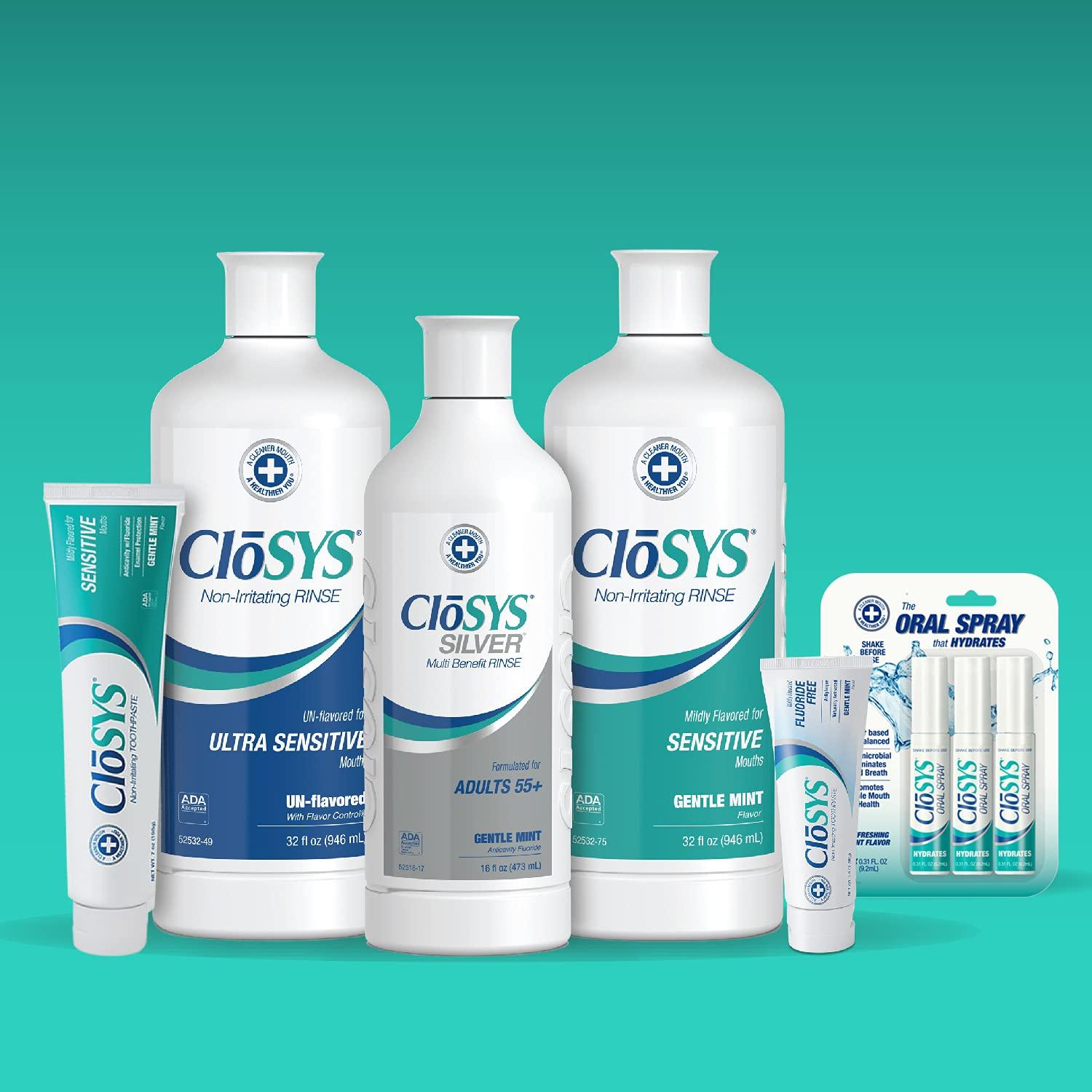 CloSYS Fluoride Toothpaste 7oz - Gentle Mint, Whitening, Enamel ...