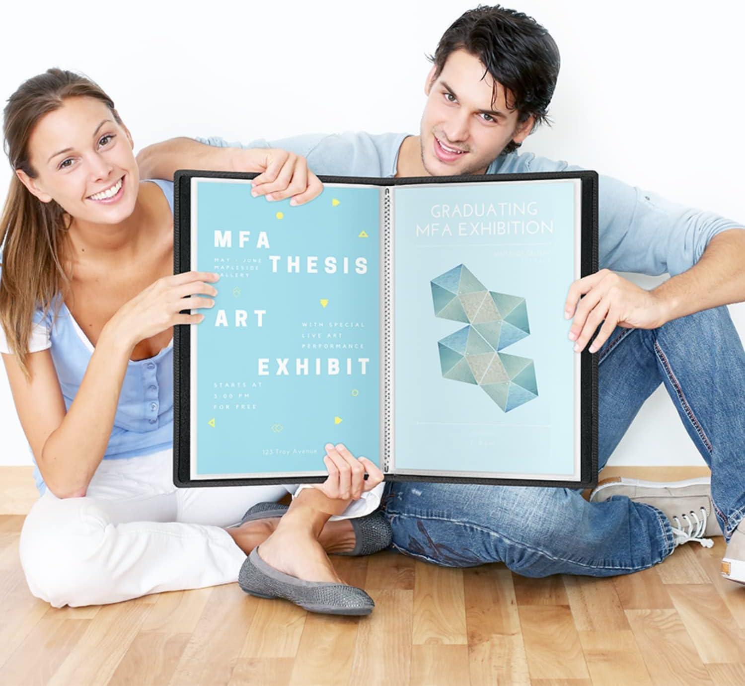 Dunwell 12x18 Art Portfolio - Black | 24 Pocket Display for Architects ...