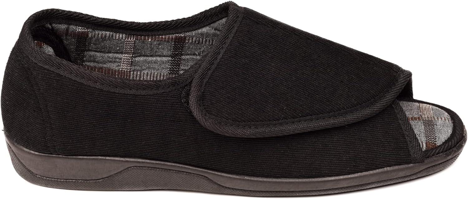 Happy Touch Men's Extra Wide 80-D Memory Foam Diabetic Slippers - Open ...