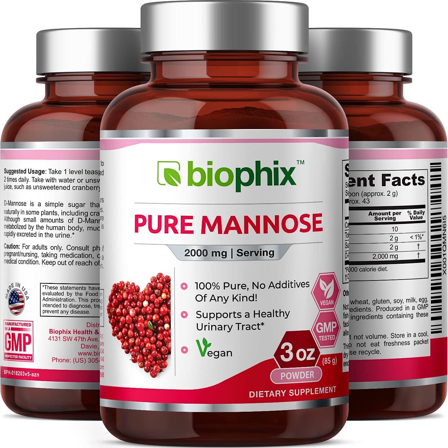 biophix Pure Mannose 100 Percent Powder 2000 mg 3 oz 85 Grams ...