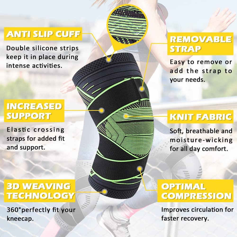 Beister Knee Compression Sleeves with Adjustable Straps for Men & Women ...