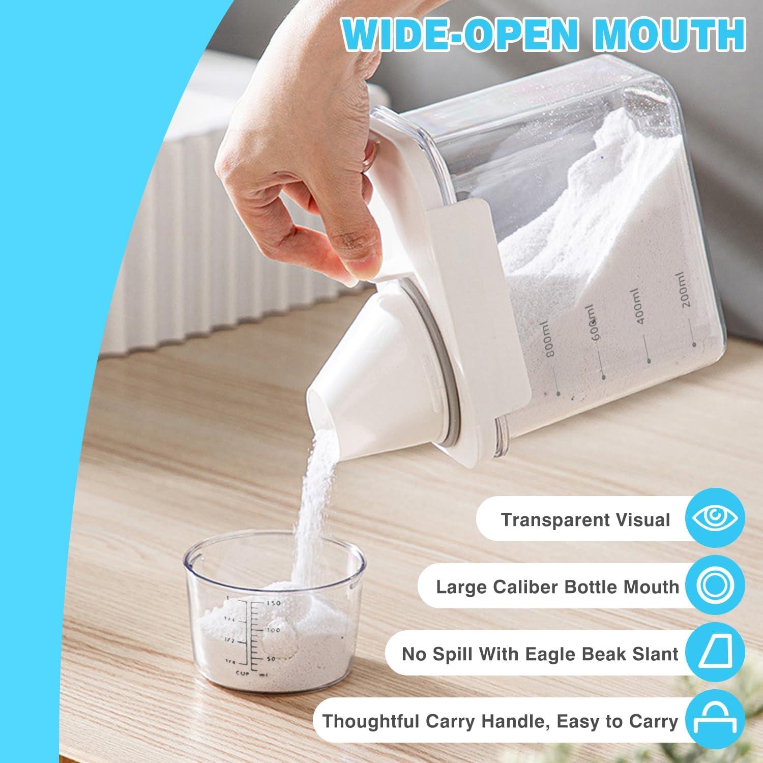 Washing Powder Storage Container with Airtight Seal & Measuring Cup ...