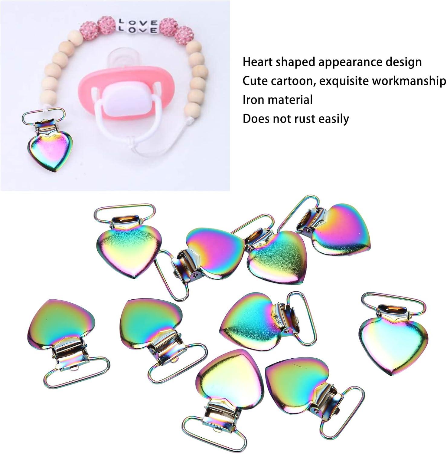 Metal Heart Pacifier Clips - Anti-Rust Cute Cartoon Designs for DIY ...