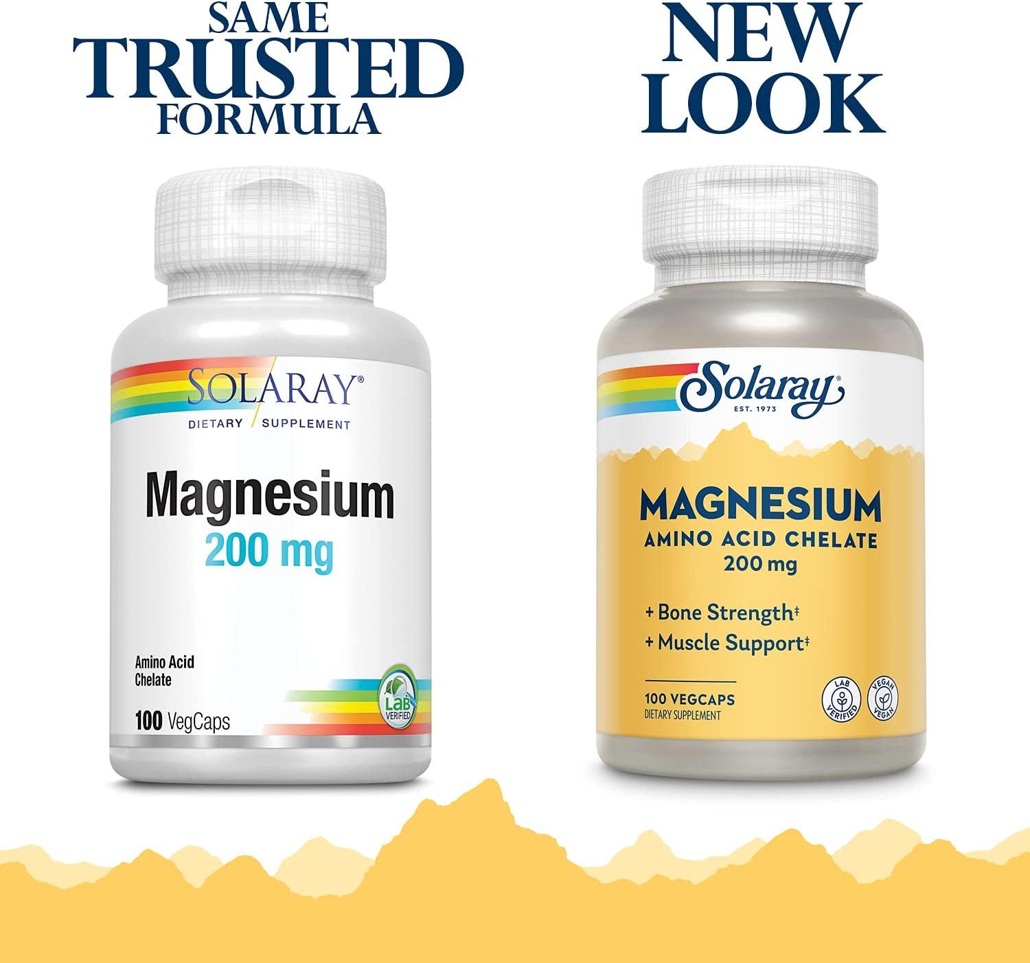 Solaray Magnesium 200 mg - 100 Vegan Capsules for Optimal Health | Buy ...