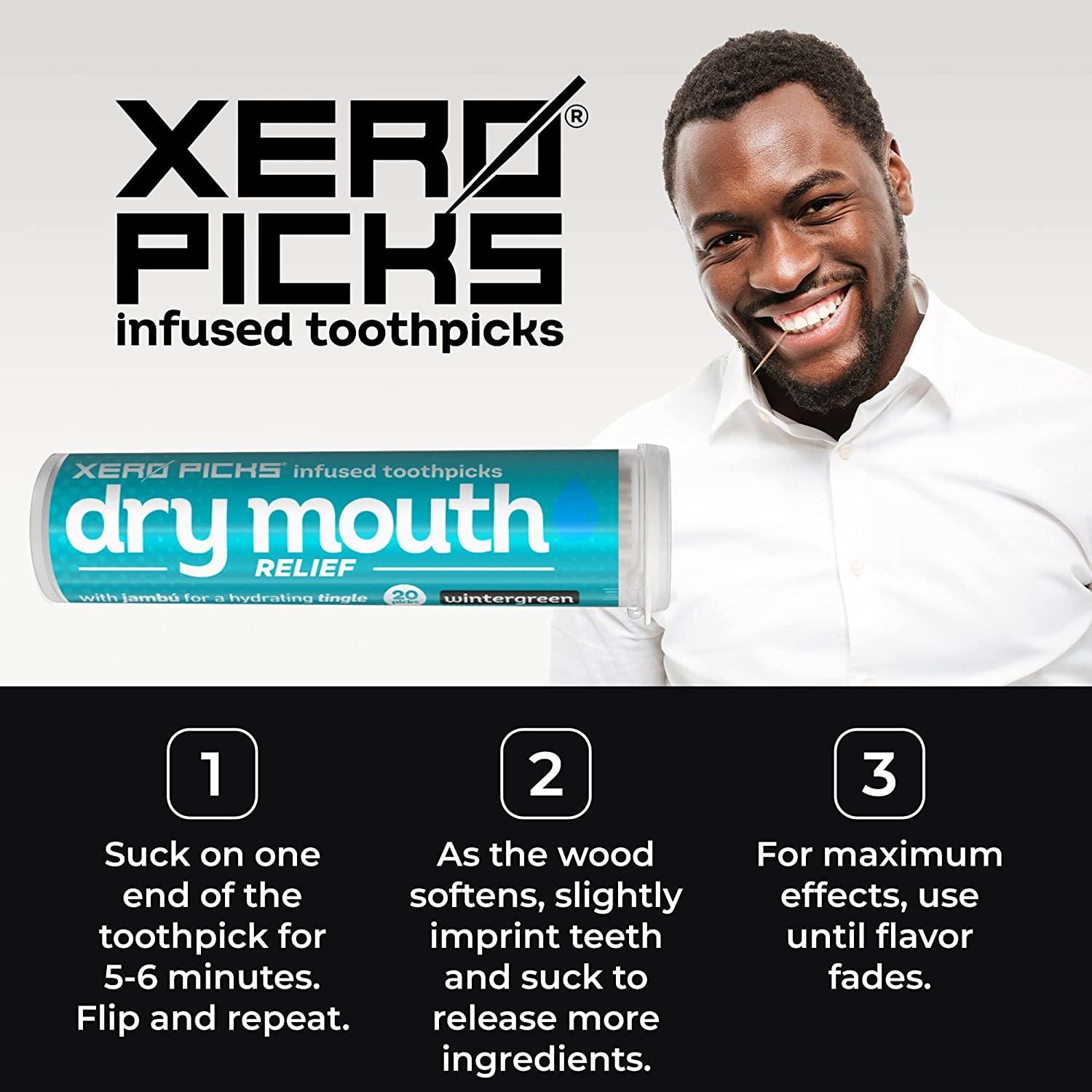 Xero Picks Dry Mouth - Wintergreen Infused Toothpicks for Fresh Breath ...