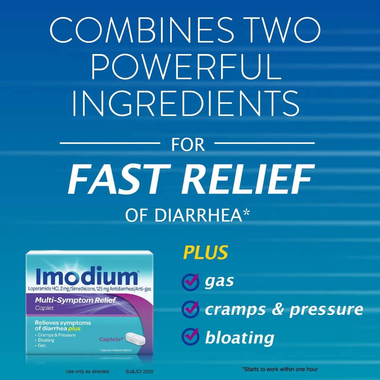 Imodium Multi-Symptom Caplets - 18 ct - Diarrhea Relief with Gas ...