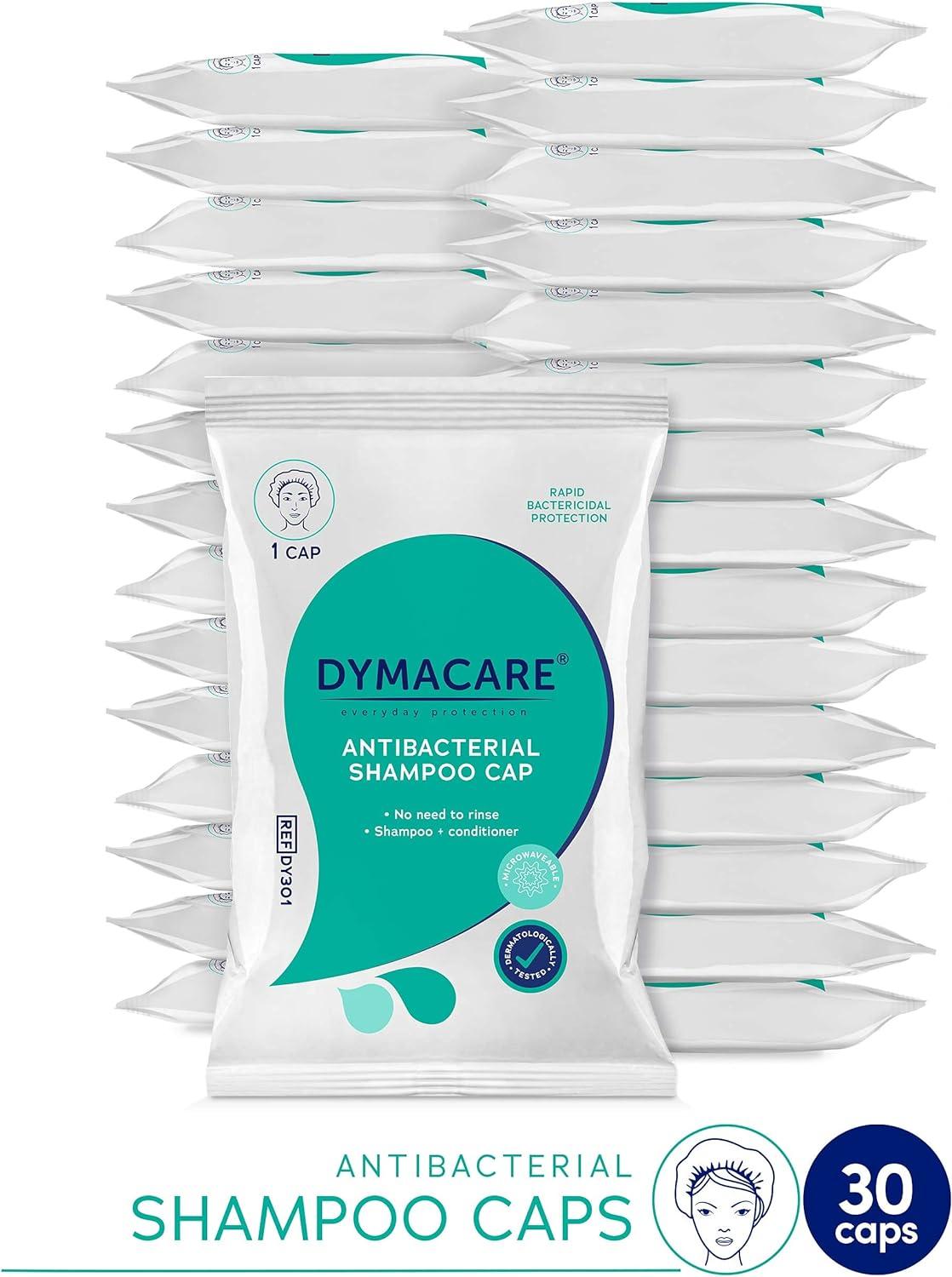DYMACARE Antibacterial No Rinse Shampoo Cap - 30 Pack | Rinse Free, PH Balanced Waterless Hair ...