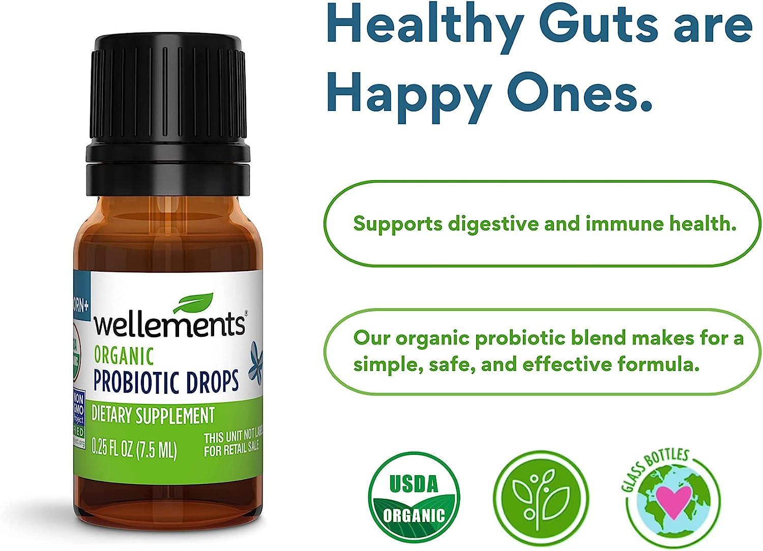Wellements Organic Probiotic Drops for Baby Digestive & Immune Support ...