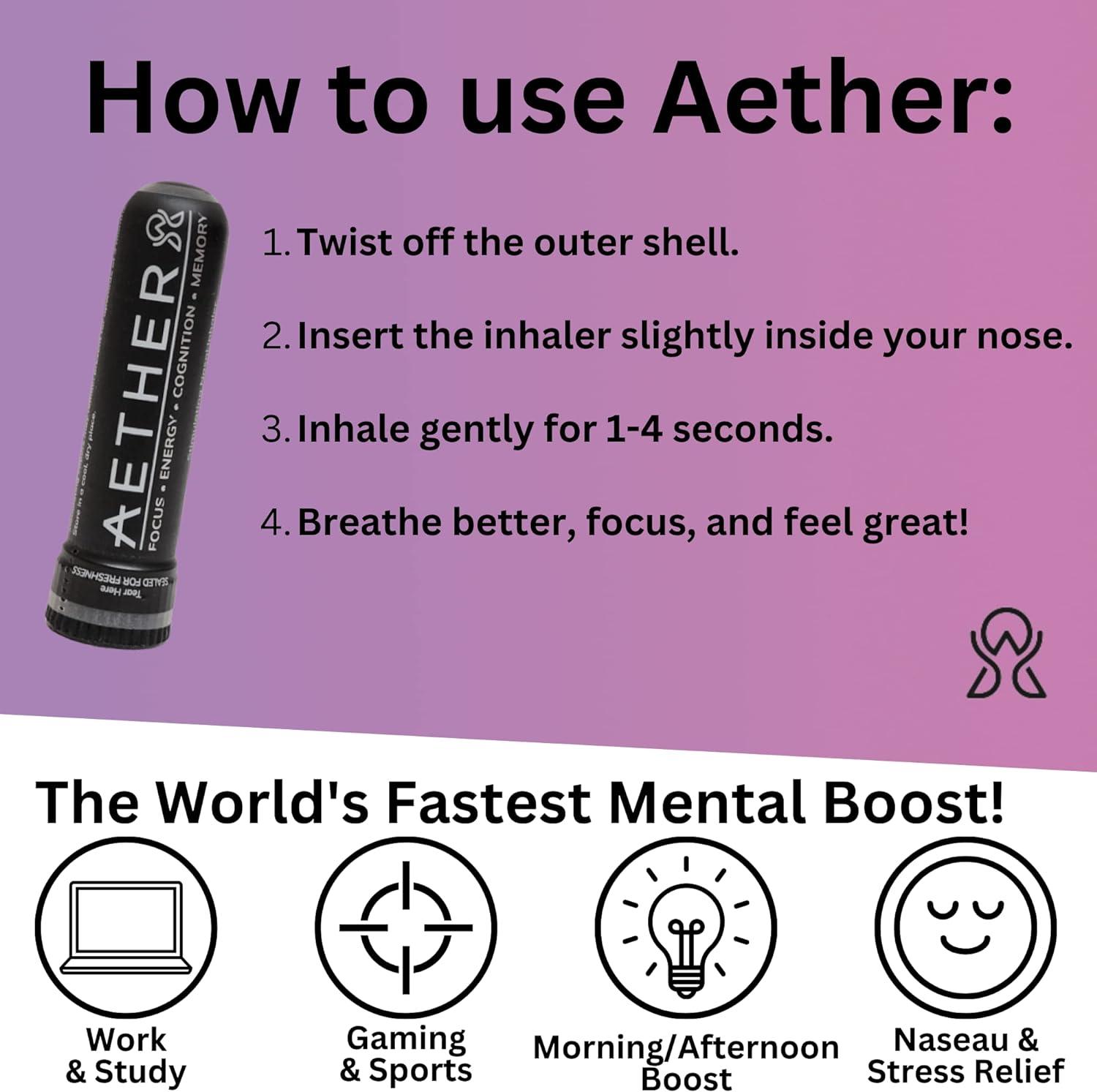 Aether High Performance Nasal Inhaler Stick (2-Pack) - Promotes Focus ...