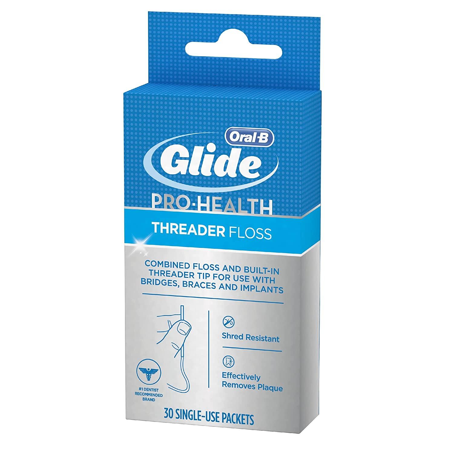 Glide Threader Floss 30-Count Single-Use Packets - Pack of 4 | Dental ...