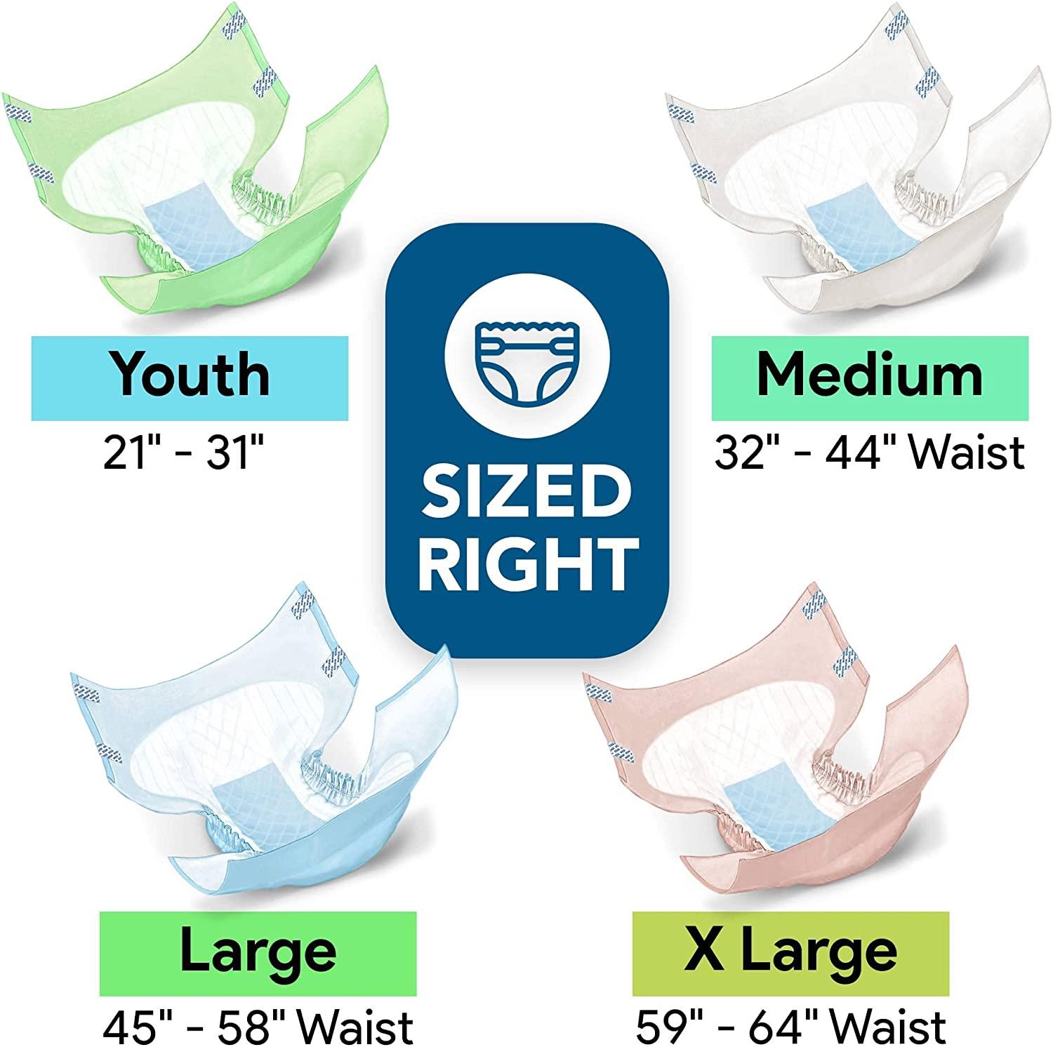 Adult Diapers Incontinence Briefs Large 18 Pack - Overnight Heavy ...