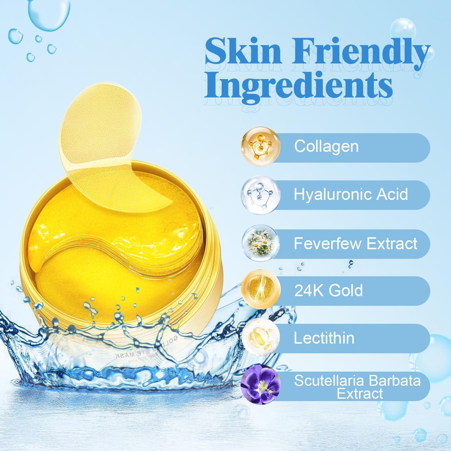 24K Gold Under Eye Patches- Hydrating, Nourishing, and Firming Eye ...