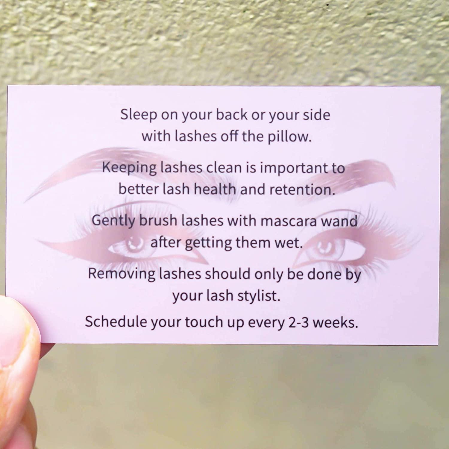 100 Lash Extension Aftercare Cards | Lash Client Instruction | Pink ...